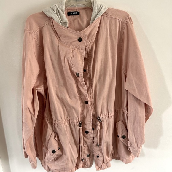 torrid | Jackets & Coats | Torrid Pink Twill Jacket With Hood Size 3 ...